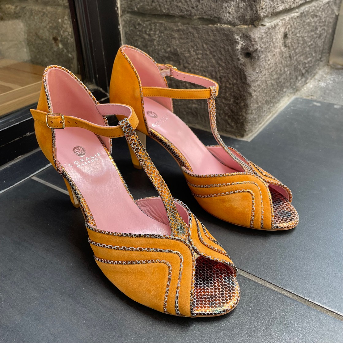 Sandales à Talon CORALIE MASSON Fafa Orange Python POINTURE 36