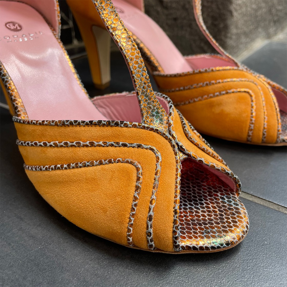 Sandales à Talon CORALIE MASSON Fafa Orange Python POINTURE 36